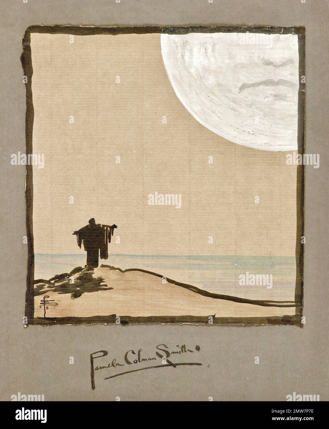 Pamela Colman Smith - Addressing the Moon - 1907 - A robed figure with ...