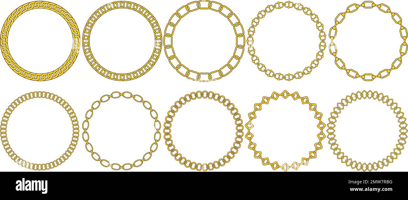 Round Chain frame. Circle chains border. Boho bracelet Stock Vector ...