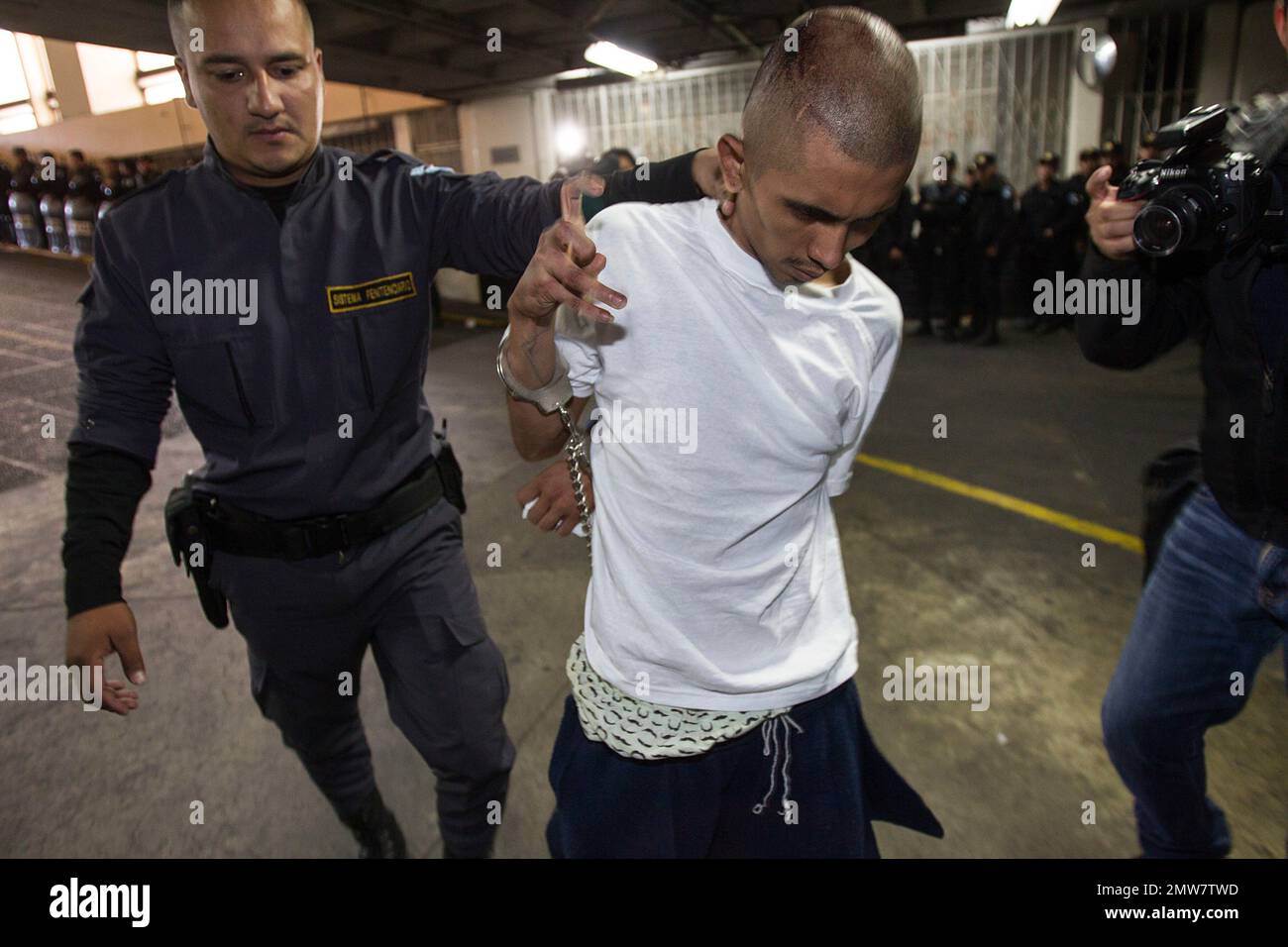 A member of Barrio 18 gang, who participated in the recent prison riot ...