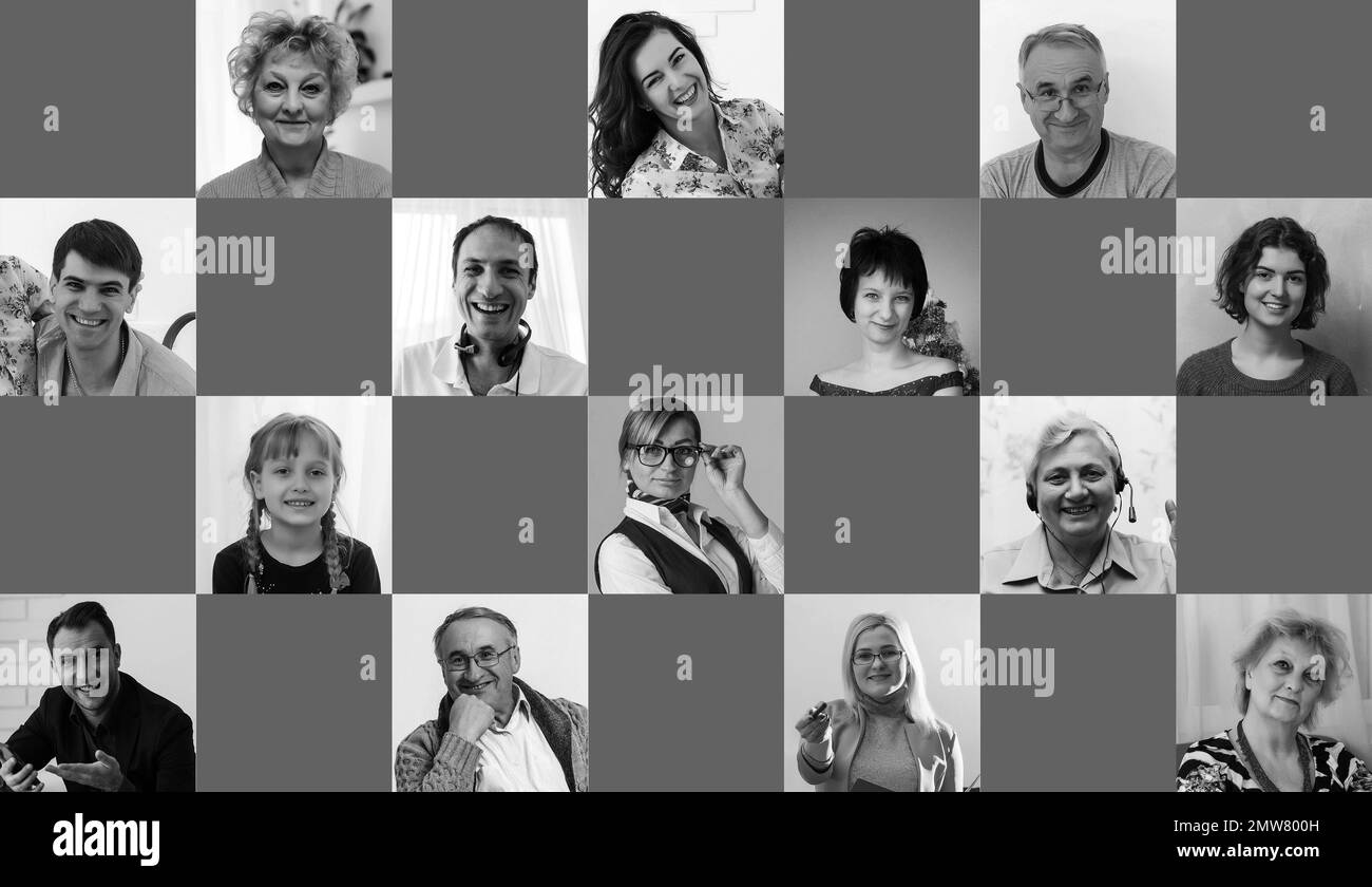 Group Video Call. Webcam Screenshot Web Conferencing Together, Positive ...