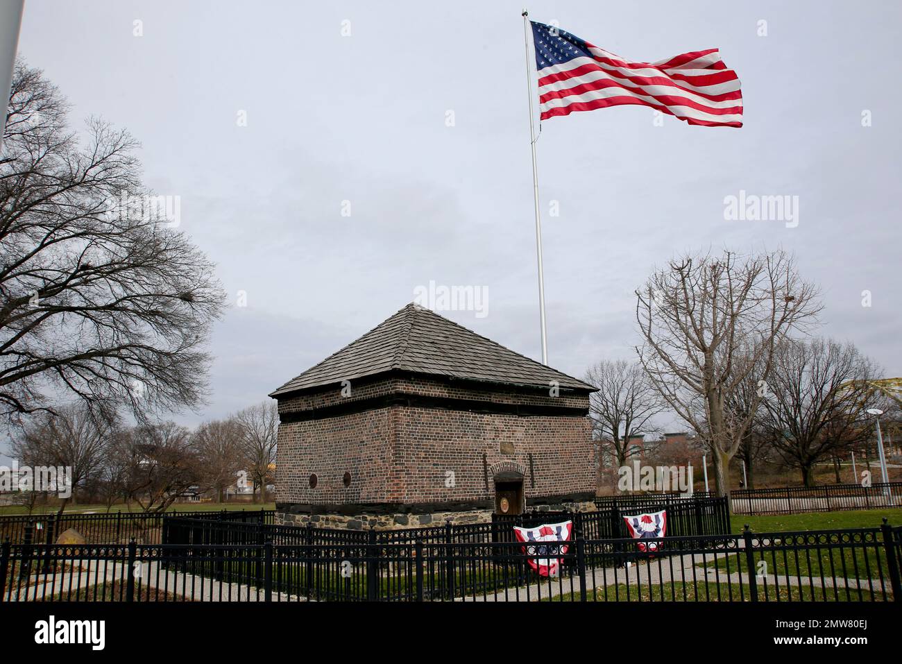 This photo made on Monday, March 20, 2017, shows an American flag ...