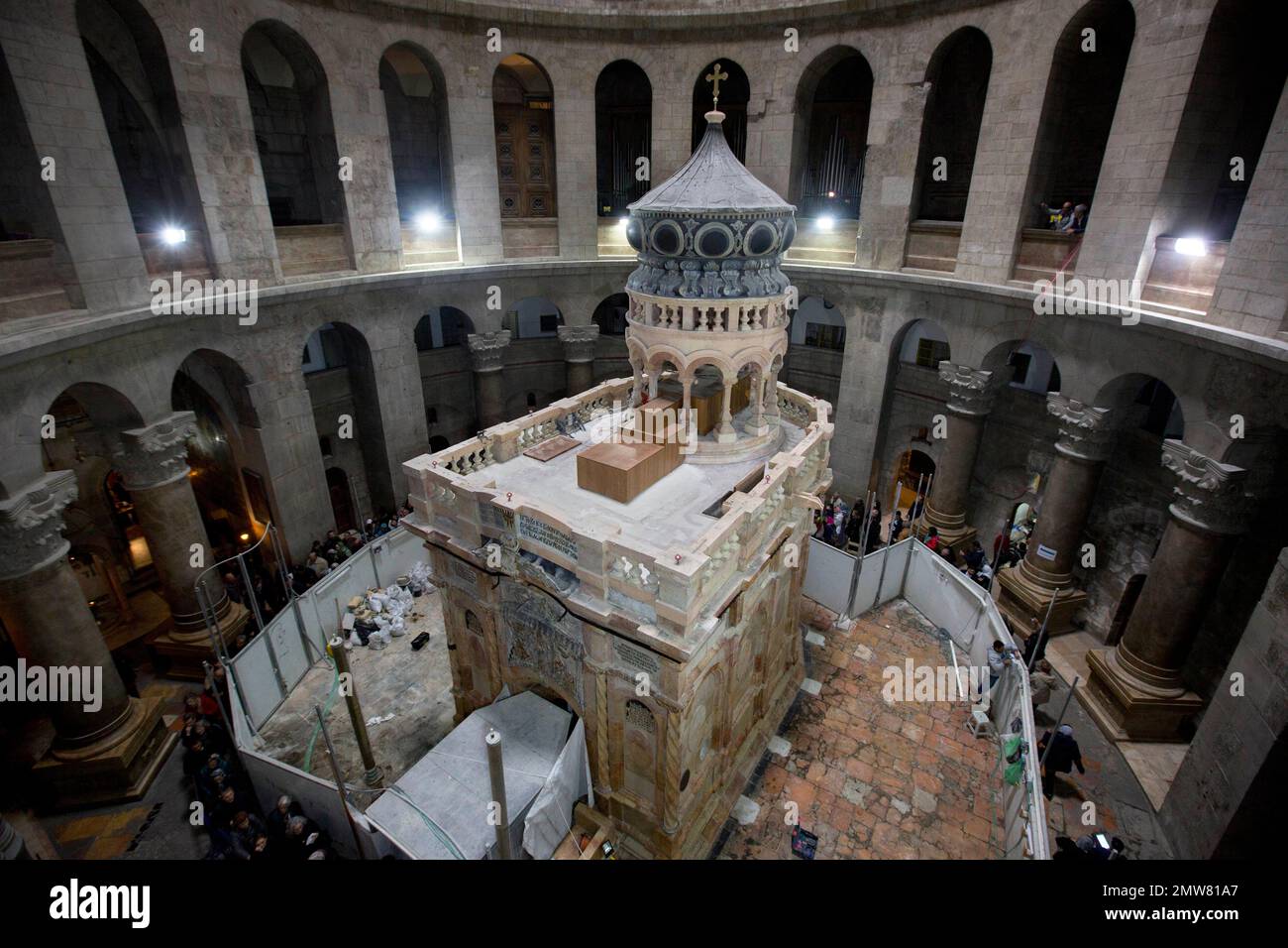 The renovated Edicule is seen in the Church of the Holy Sepulchre ...