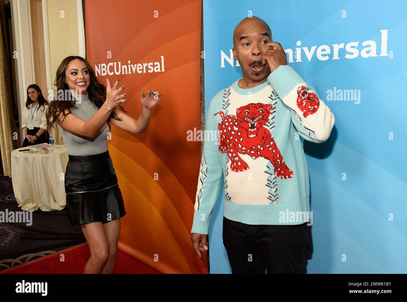 Amber Stevens West, left, a cast member in the NBC series "The ...