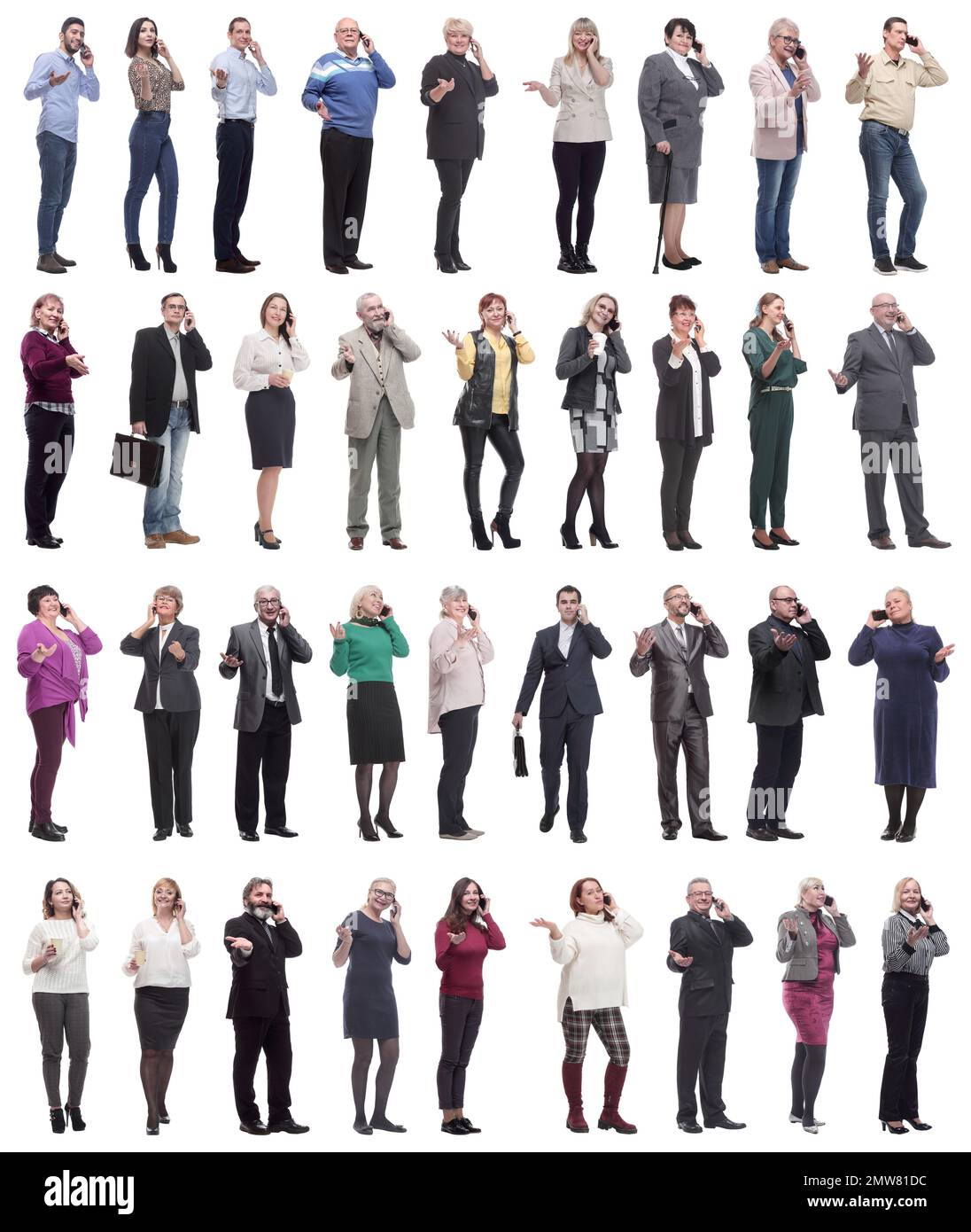 group of people holding phone in hand isolated Stock Photo - Alamy