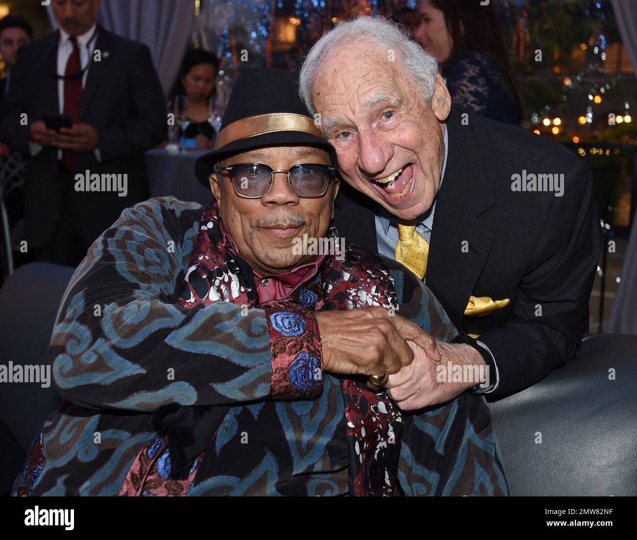 Quincy Jones, left, and Mel Brooks attend Backstage at the Geffen Gala ...