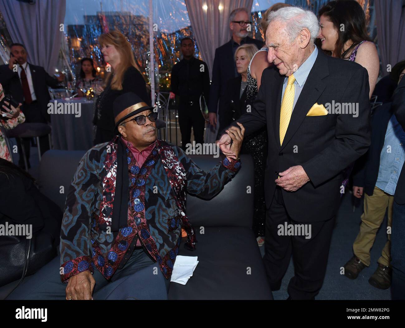 Quincy Jones, left, and Mel Brooks attend Backstage at the Geffen Gala ...