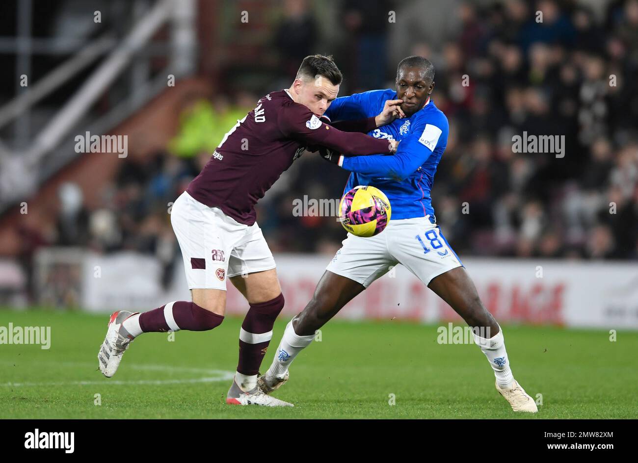 Edinburgh, Scotland, 1st February 2023. Glen Kamara of Rangers and ...
