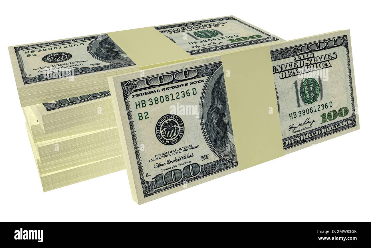 Big money stacks from dollars isolated on white background. Dollar ...