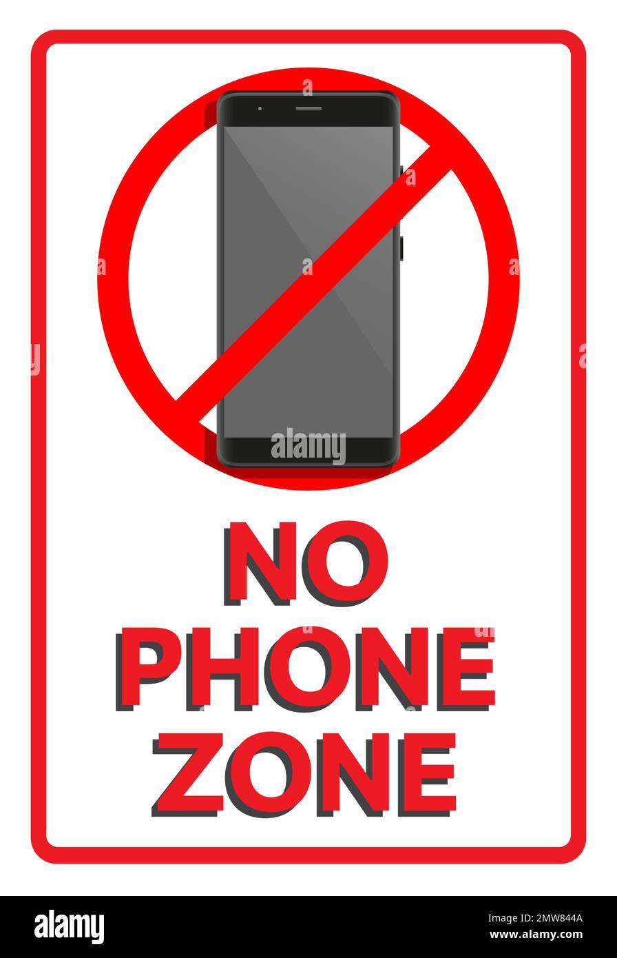 Telephone warning stop sign icon. With text NO PHONE ZONE. Vector ...
