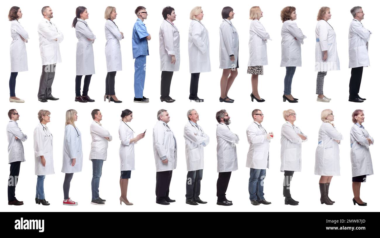 group of doctors in profile isolated on white Stock Photo - Alamy