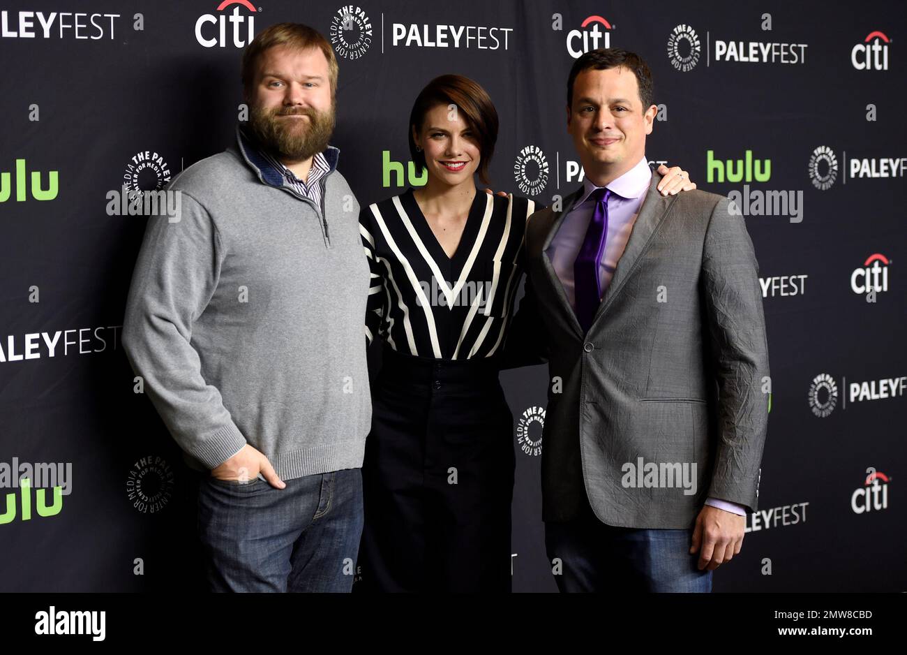 Executive producers Robert Kirkman, left, Dave Alpert, right, and ...