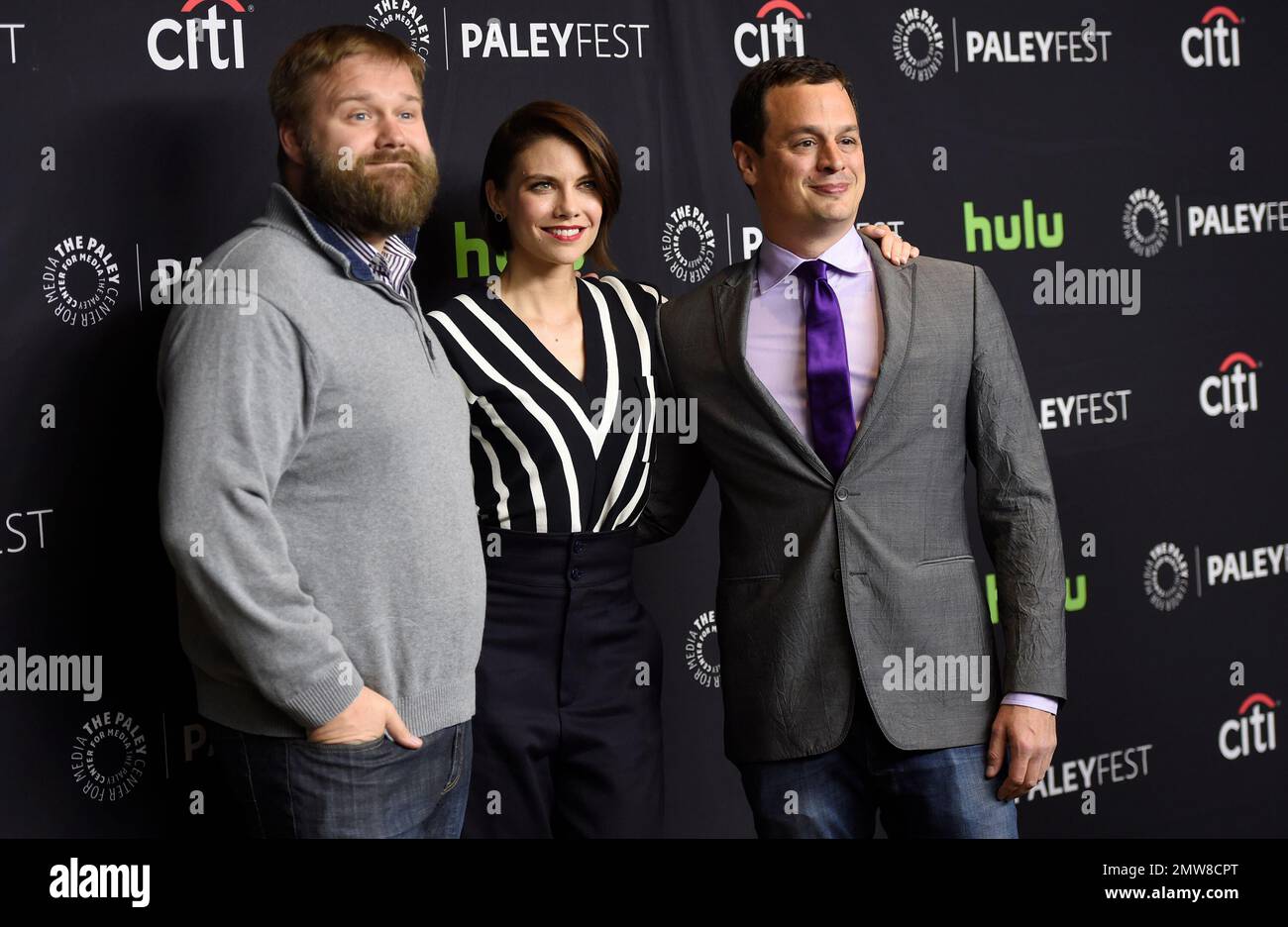Executive producers Robert Kirkman, left, David Alpert, right, and ...