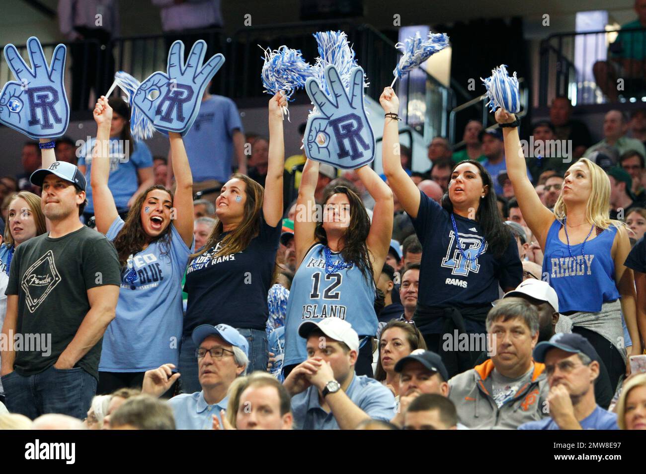 Rhode Island fans cheer for their team against Creighton during a first ...
