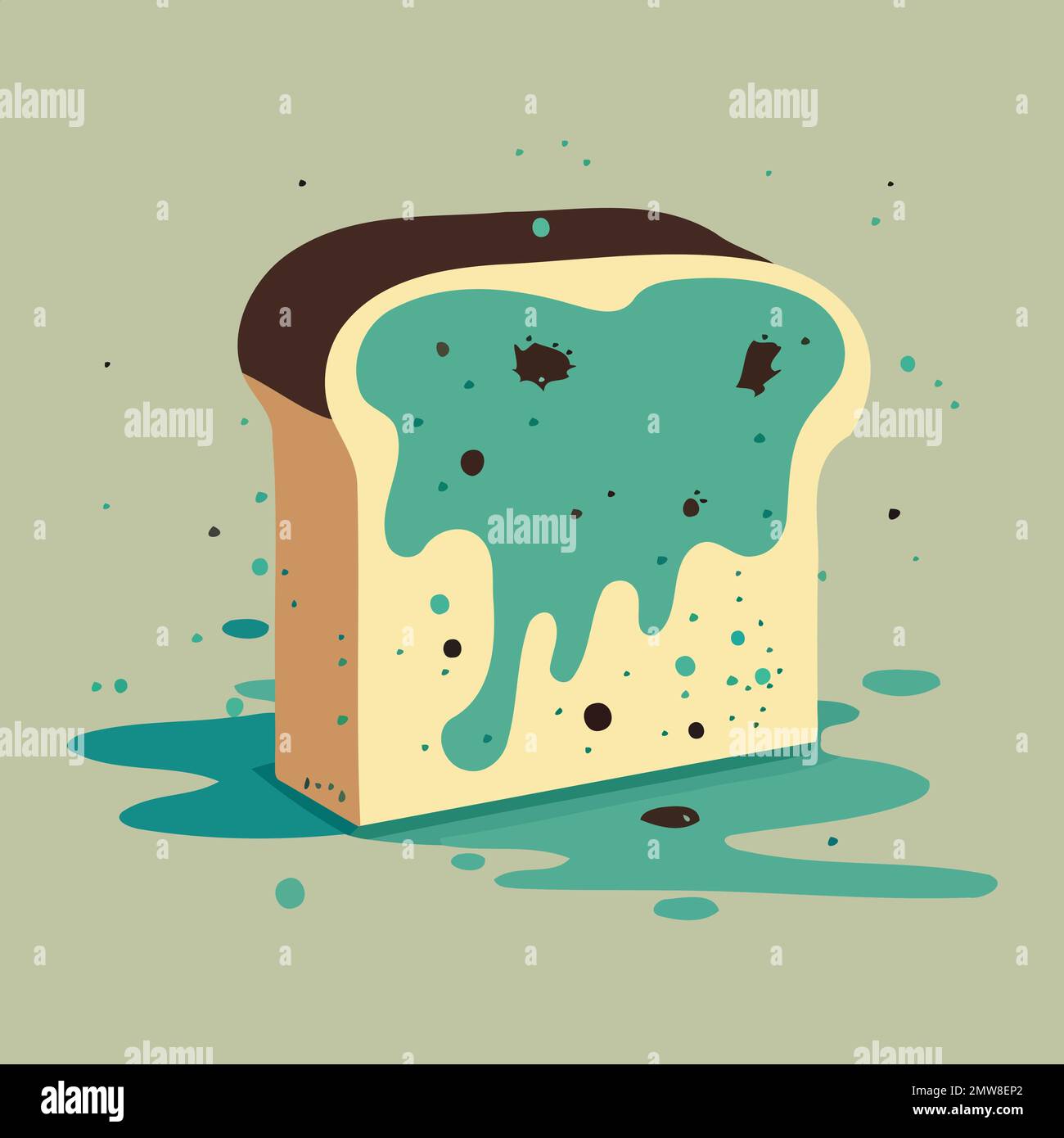 spoiled bread with mold fungus rotten food vector illustration Stock ...