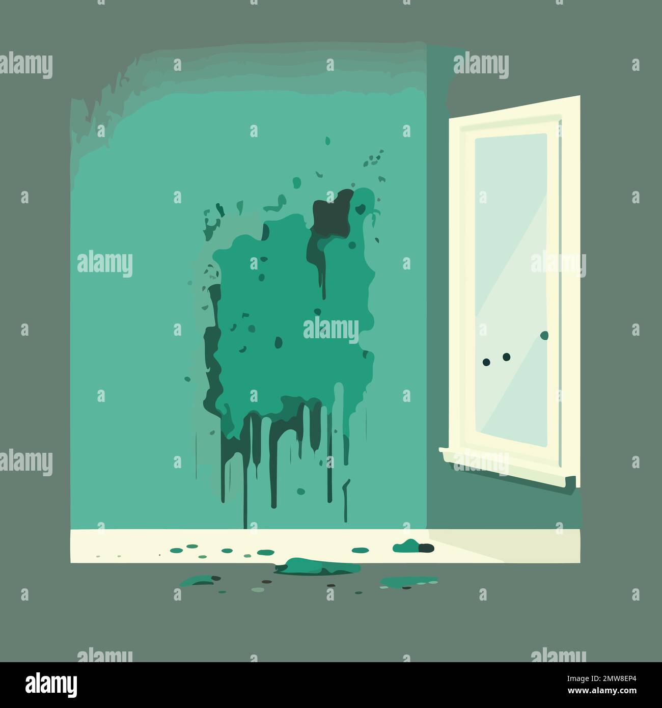 musty wall of contaminated room mold fungus vector illustration Stock ...