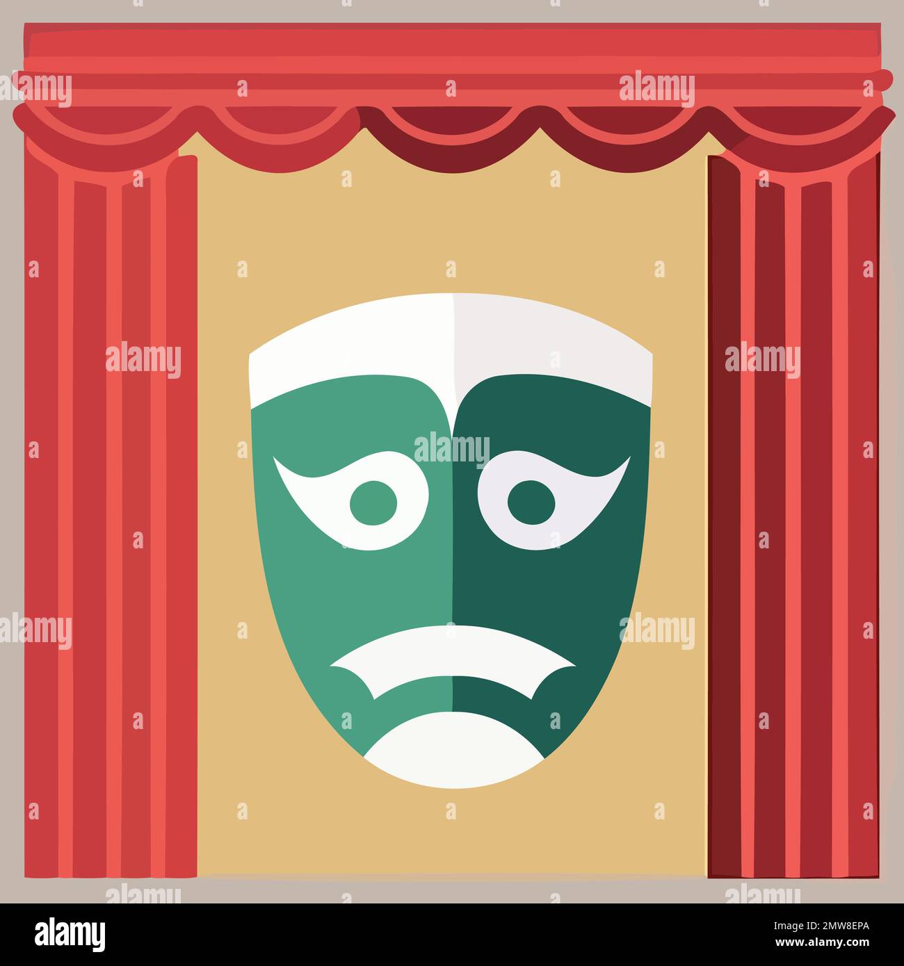 dramatic mask object on theater stage minimalist colorful vector ...