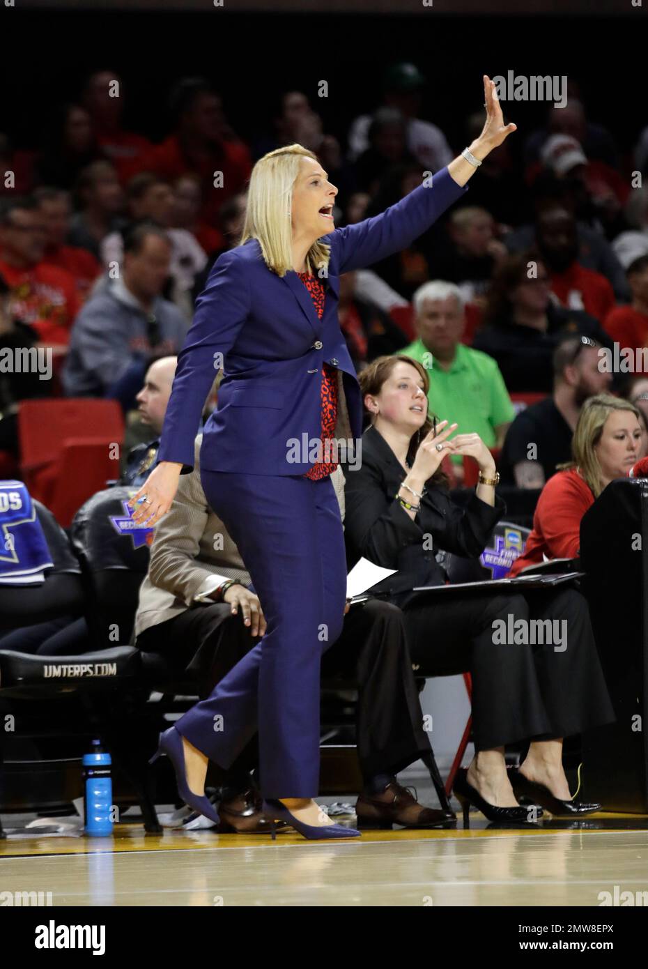 Maryland head coach Brenda Frese directs her players in the second half ...
