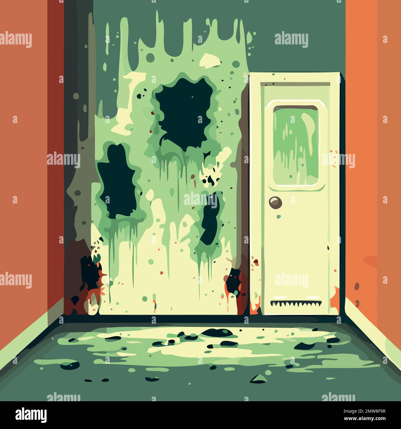musty wall of contaminated room mold fungus vector illustration Stock ...