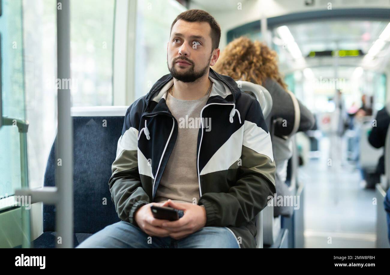 Man traveling bus using hi-res stock photography and images - Alamy