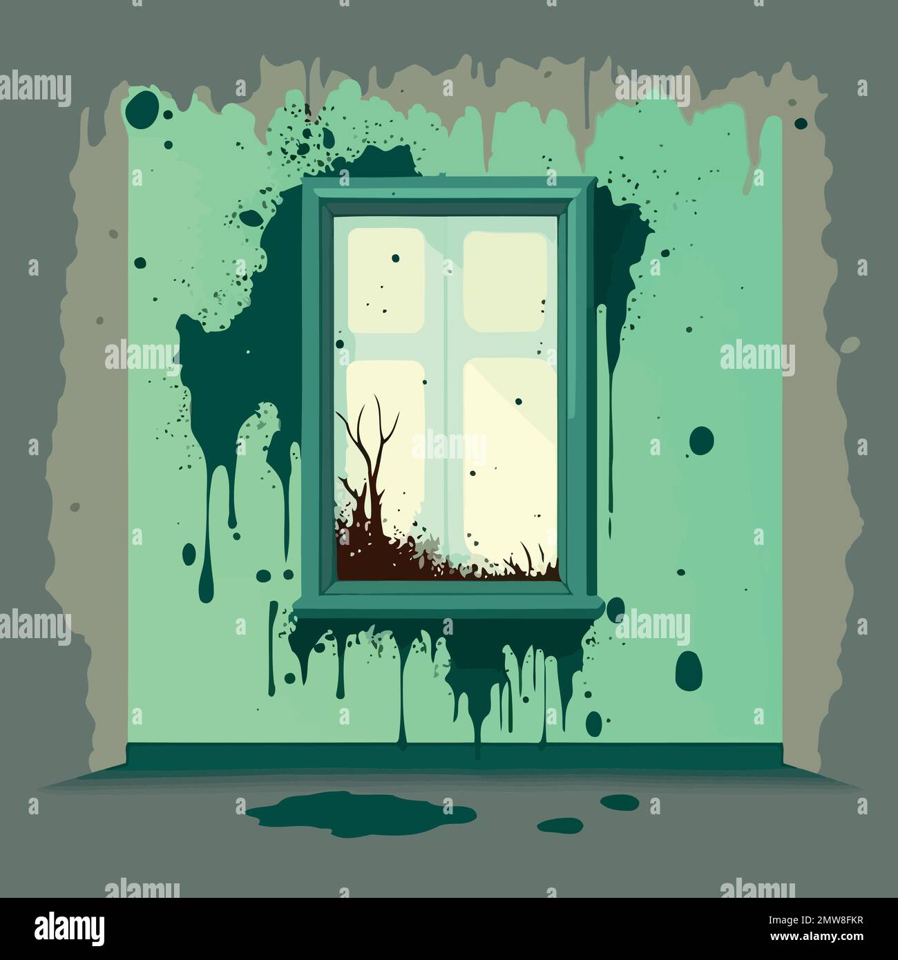 musty wall of contaminated room mold fungus vector illustration Stock ...