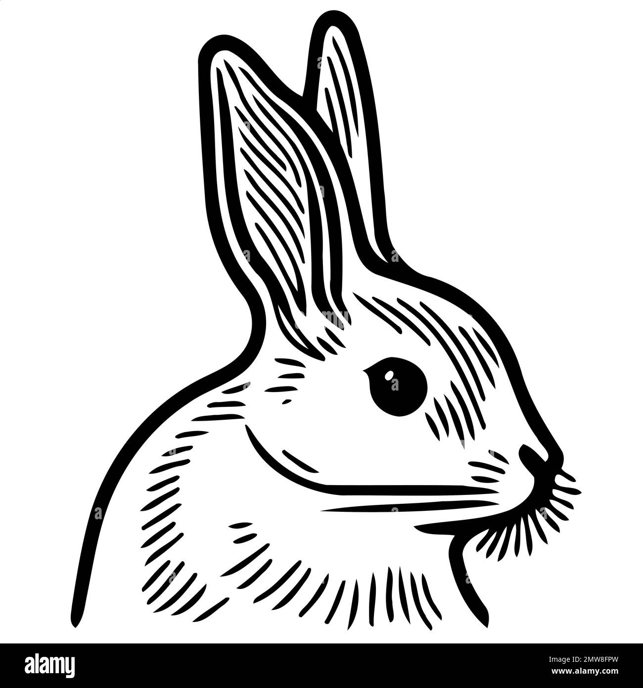 animal head mammal rabbit bunny vector illustration black and white ...