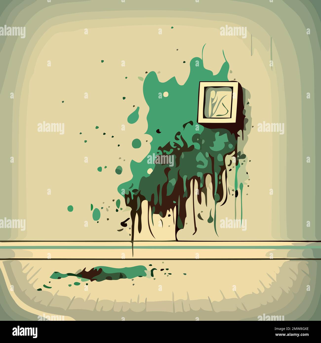 musty wall of contaminated room mold fungus vector illustration Stock ...