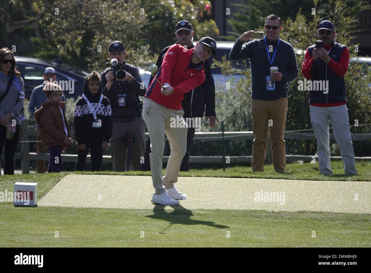 Pebble Beach, CA, USA. 1st Feb, 2023. Bobby Bones on the first tee at ...