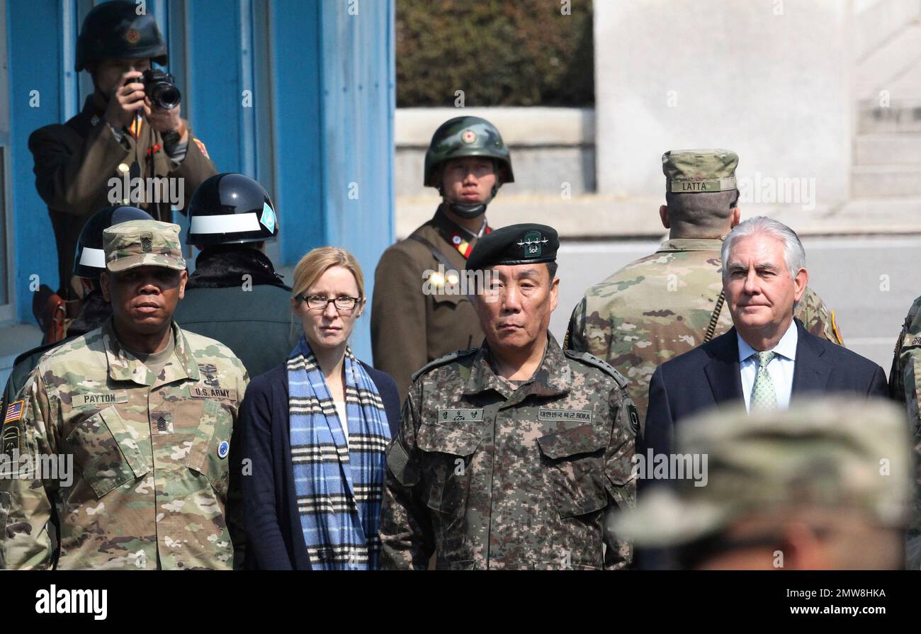 ADDS NAME - U.S. Secretary of State Rex Tillerson, right, stands with ...