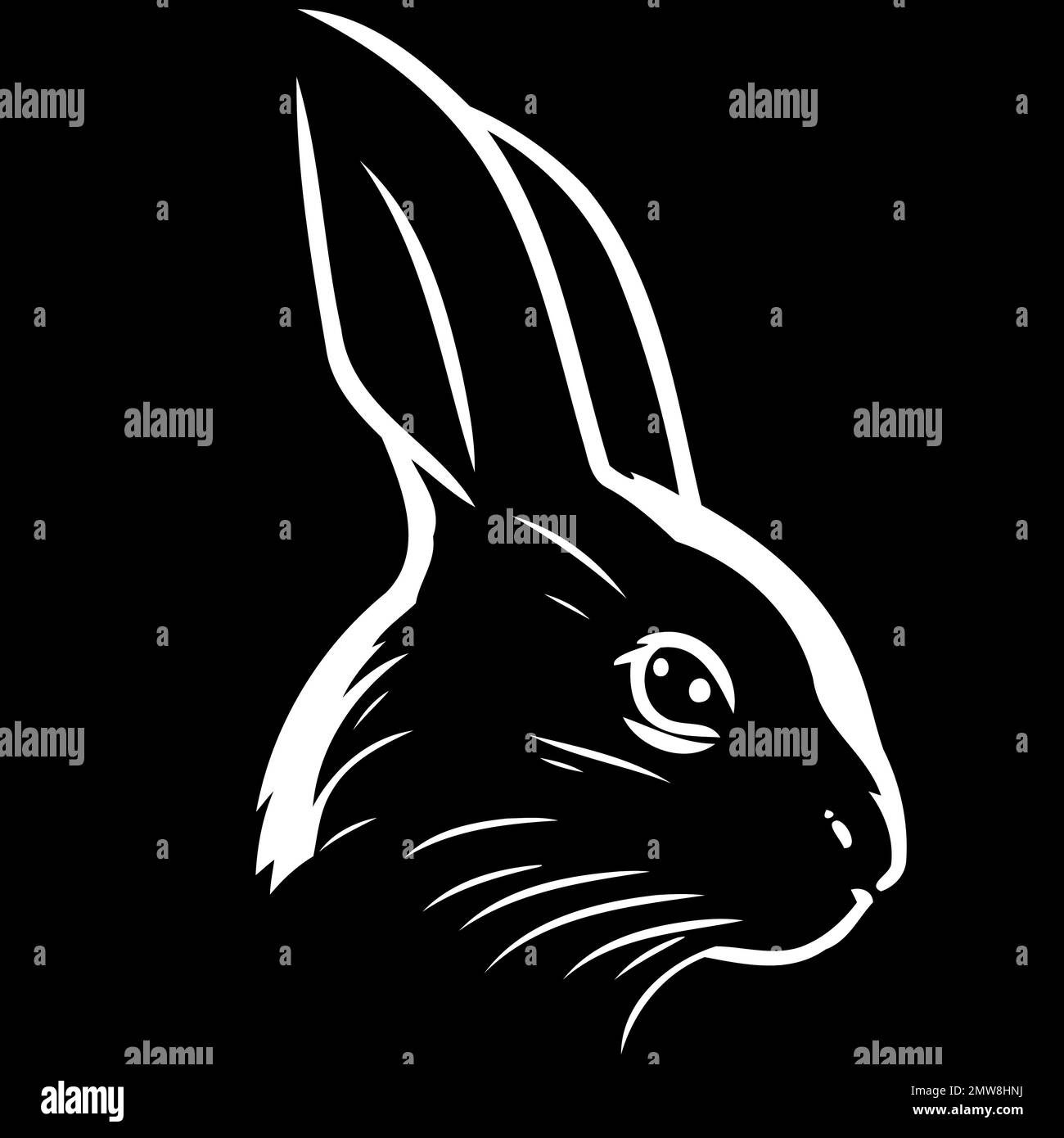 animal head mammal rabbit bunny vector illustration black and white ...