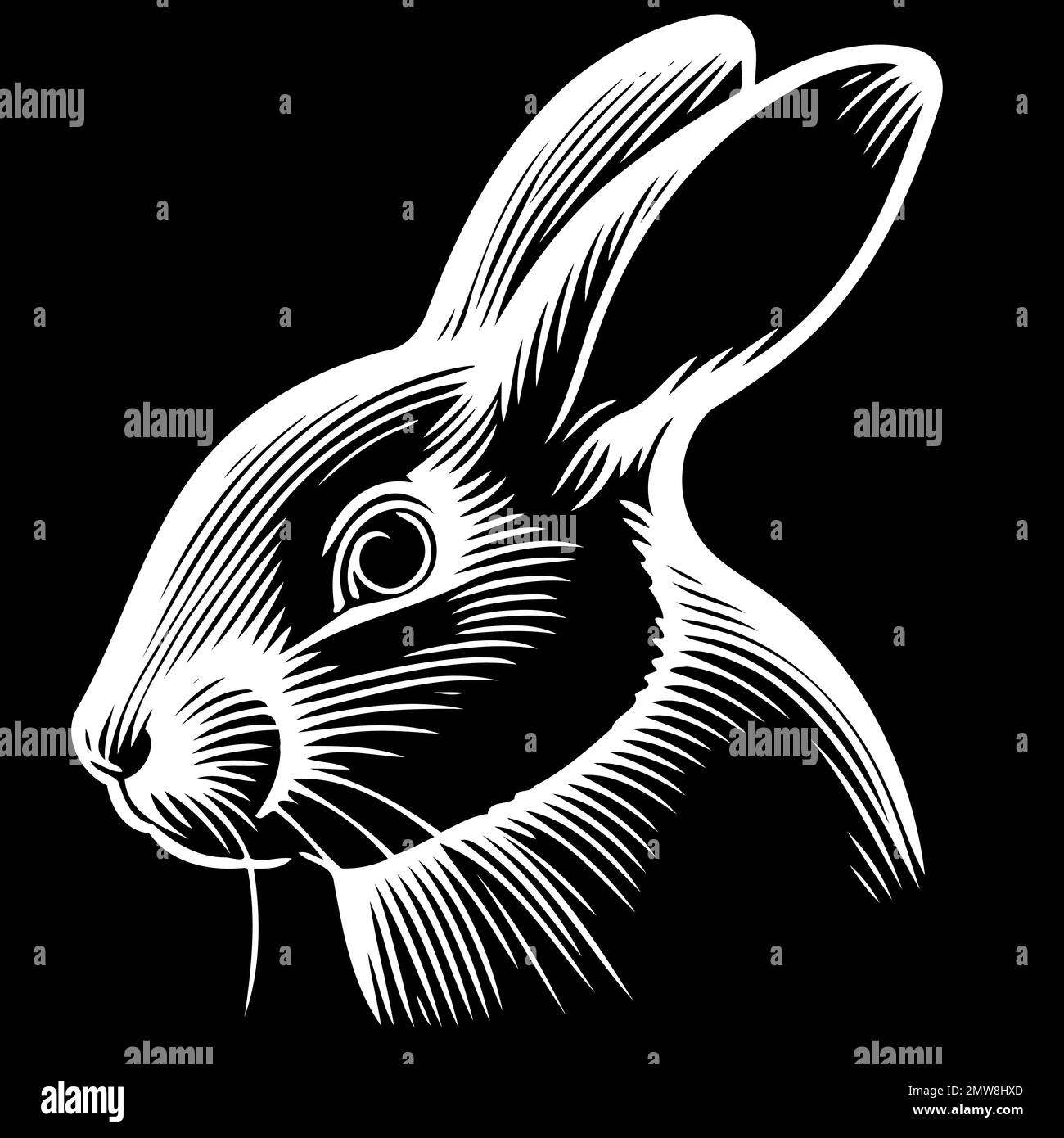 animal head mammal rabbit bunny vector illustration black and white ...