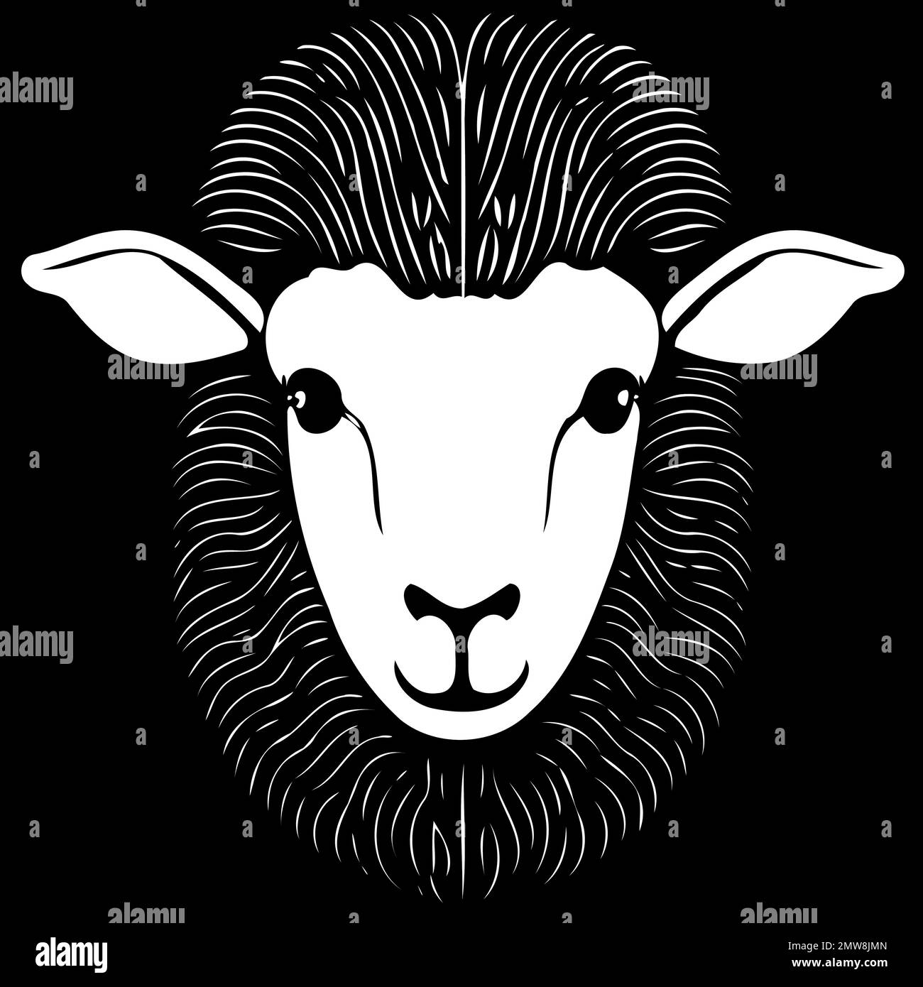Lamb face vector Black and White Stock Photos & Images - Alamy