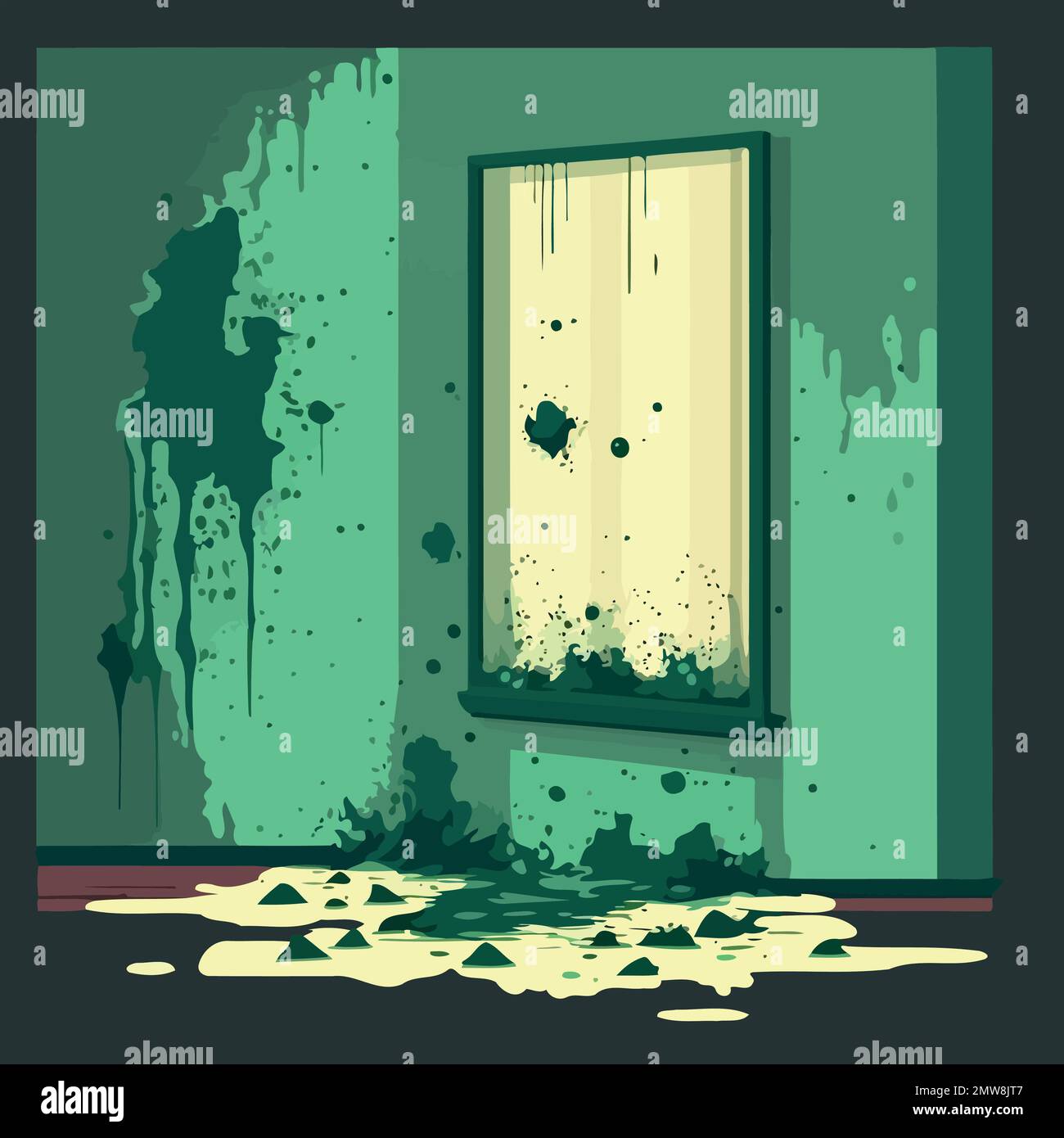 musty wall of contaminated room mold fungus vector illustration Stock ...