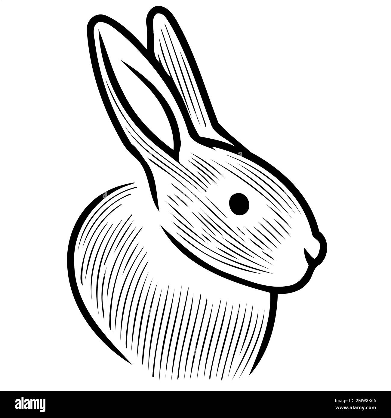 animal head mammal rabbit bunny vector illustration black and white ...