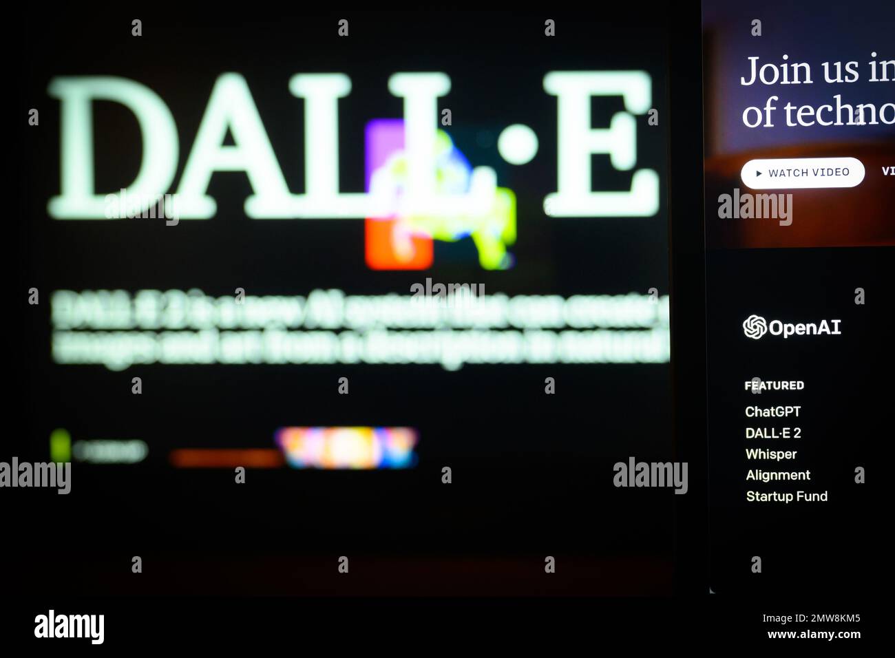 OpenAI web site opened on computer. OpenAI is the company behind the artificial intelligence bot ...
