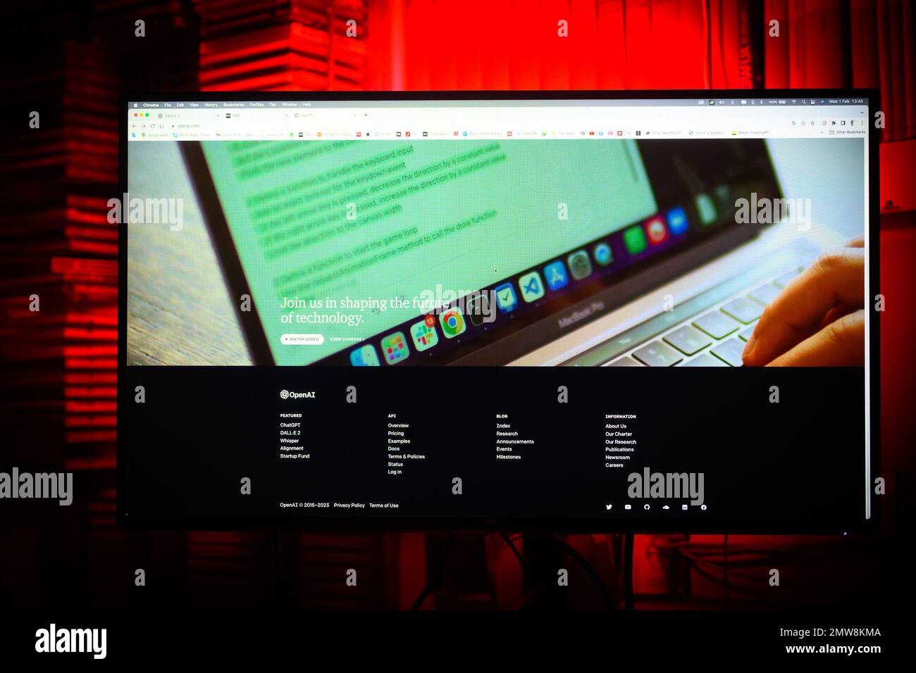 OpenAI web site opened on computer. OpenAI is the company behind the artificial intelligence bot ...