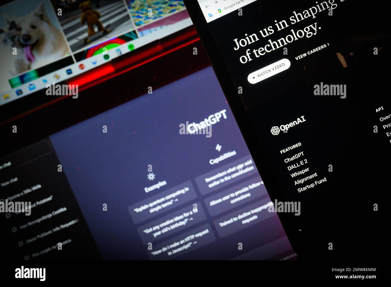 OpenAI web site opened on computer. OpenAI is the company behind the artificial intelligence bot ...