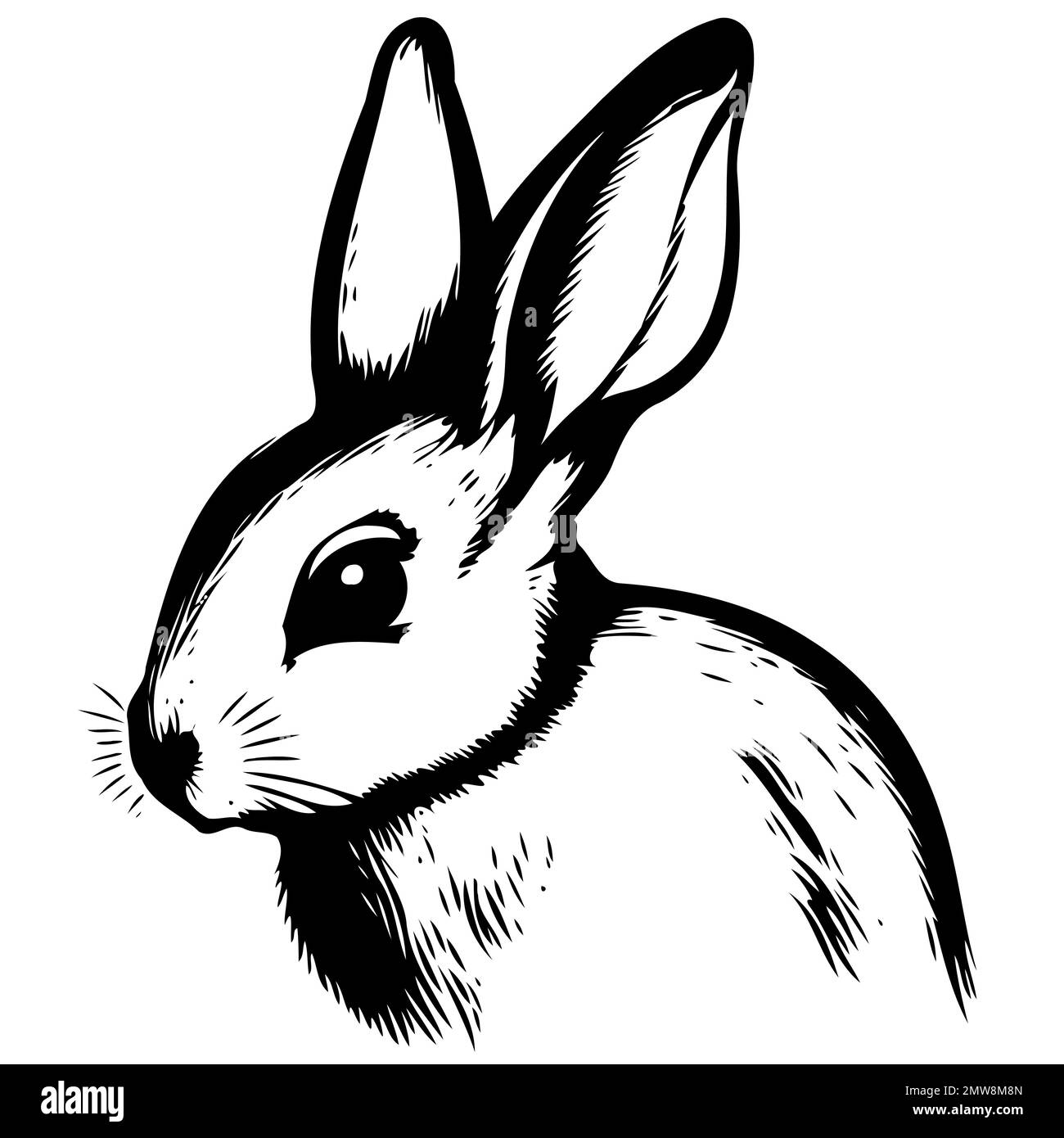 animal head mammal rabbit bunny vector illustration black and white ...