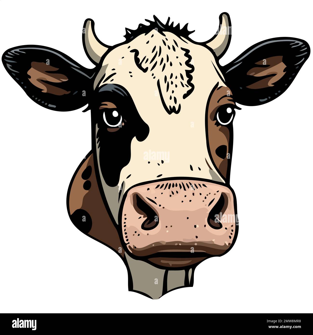 cow mammal animal head isolated colorful vector illustration Stock ...
