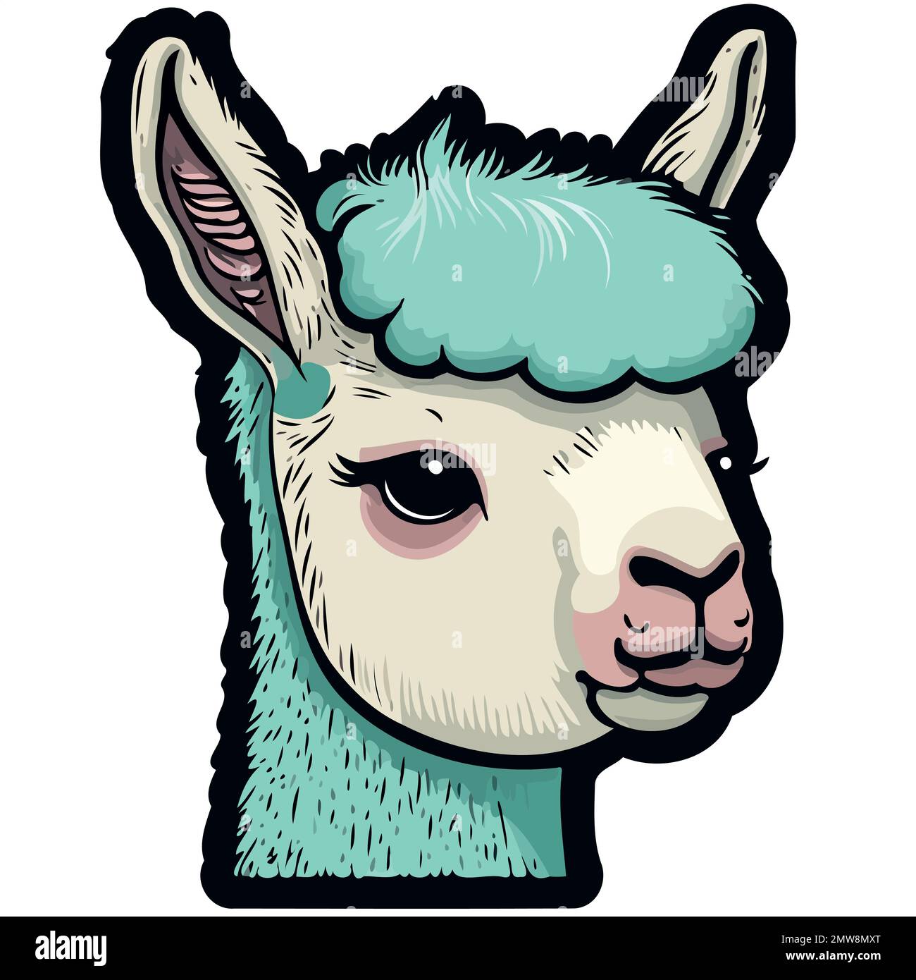 mammal animal head llama colorful vector illustration Stock Vector ...