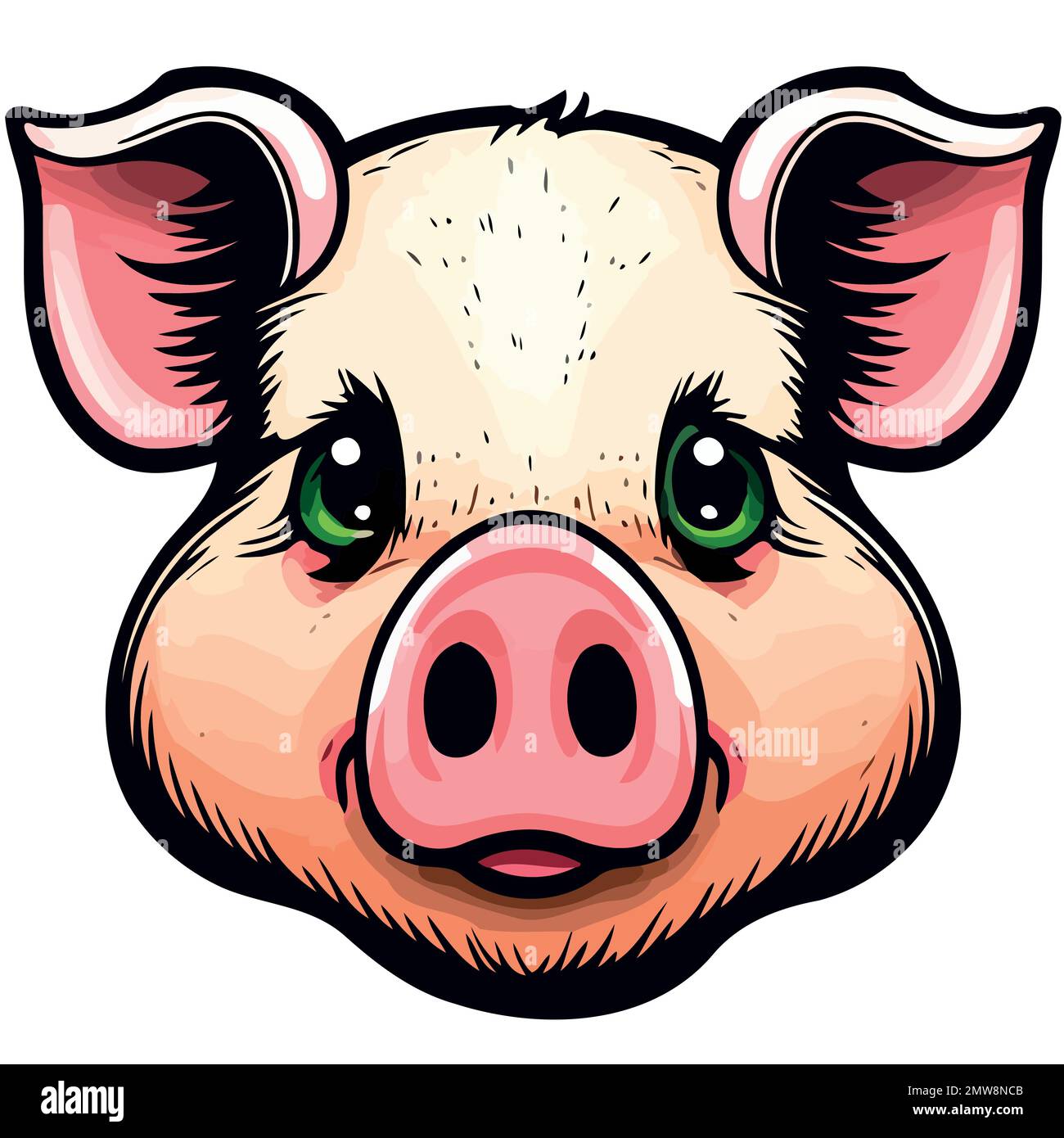 Cute pig farm animal farm mammal head isolated vector illustration ...
