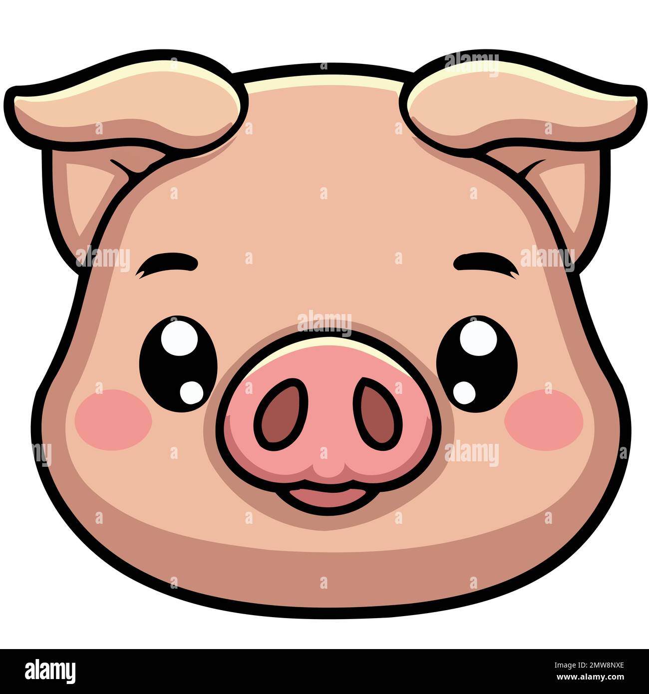 Cute pig farm animal farm mammal head isolated vector illustration ...