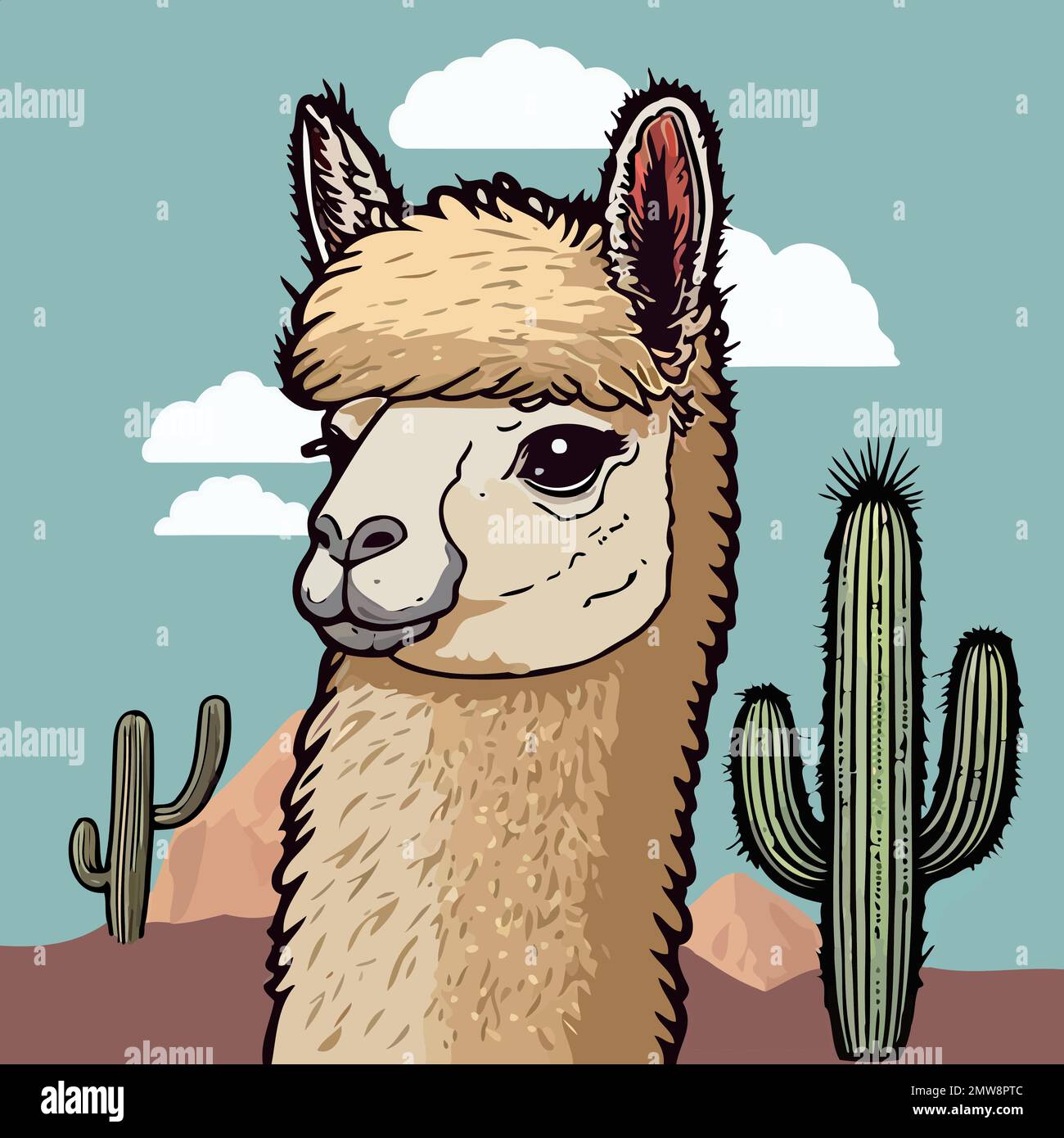 mammal animal head llama colorful vector illustration Stock Vector ...
