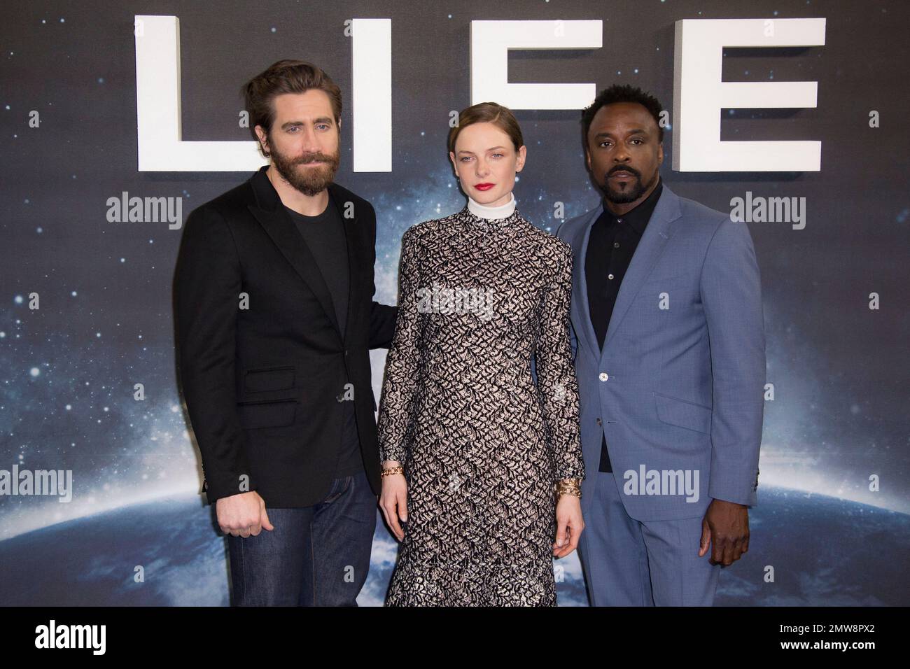 Actors from left, Jake Gyllenhall, Rebecca Ferguson and Ariyon Bakare ...