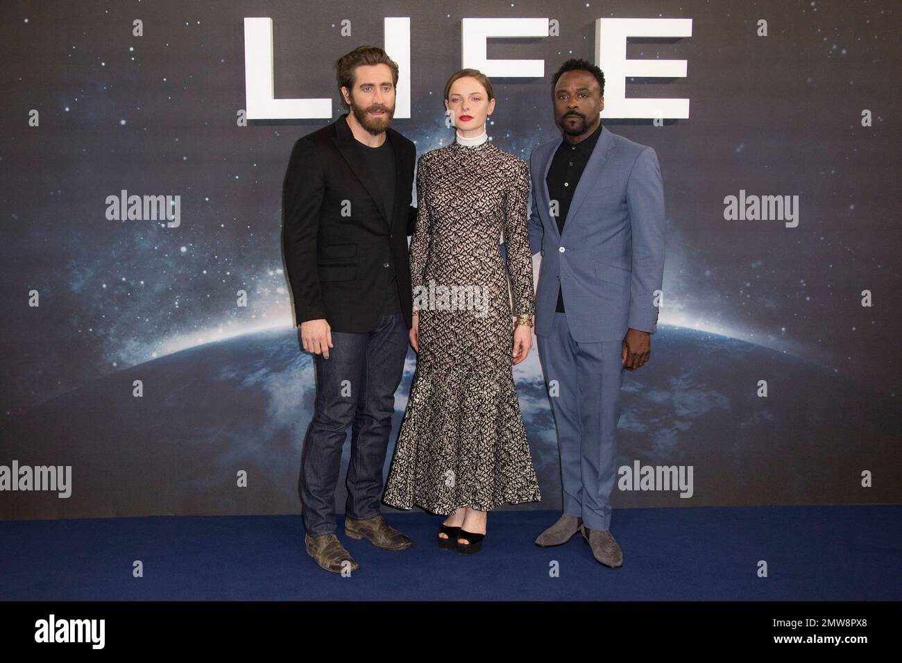 Actors from left, Jake Gyllenhall, Rebecca Ferguson and Ariyon Bakare ...