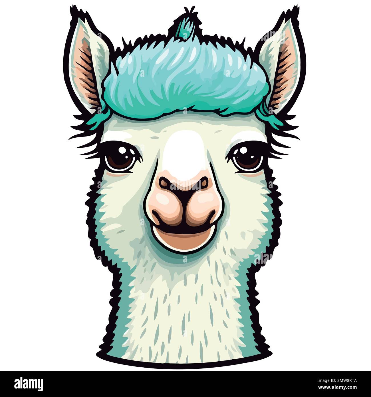 mammal animal head llama colorful vector illustration Stock Vector ...