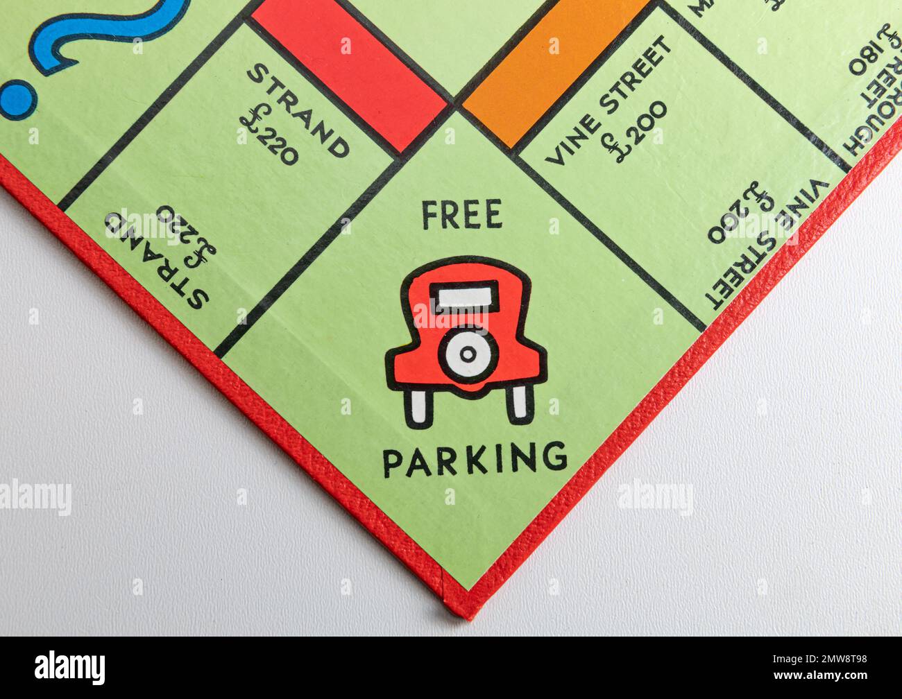 The Free Parking square on a UK Monopoly Board on a white background ...
