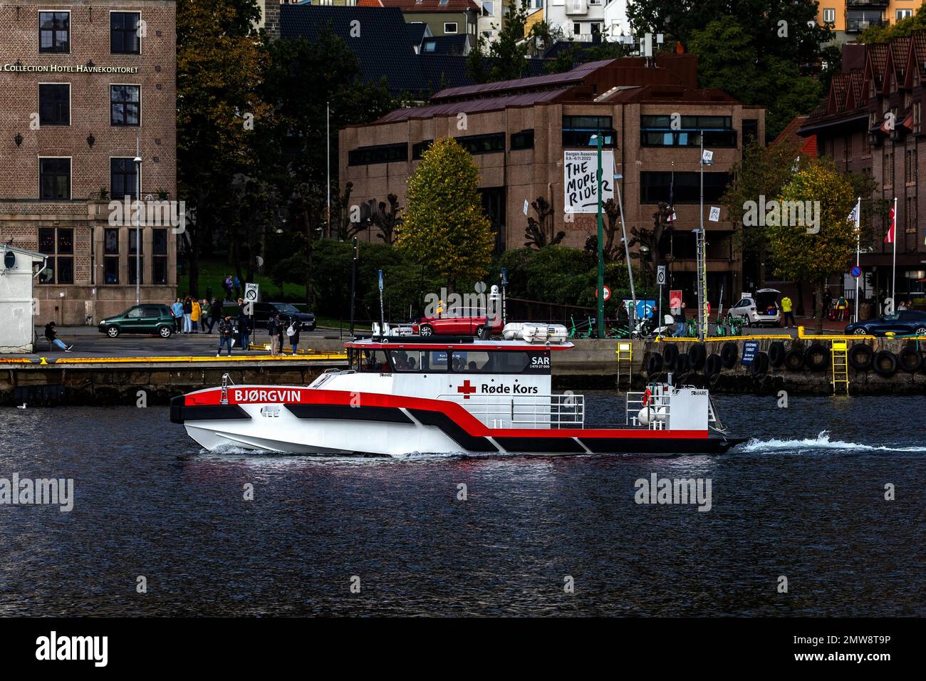 Red Cross vessel Bjorgvin (Bjørgvin) in Vaagen, the inner port of ...