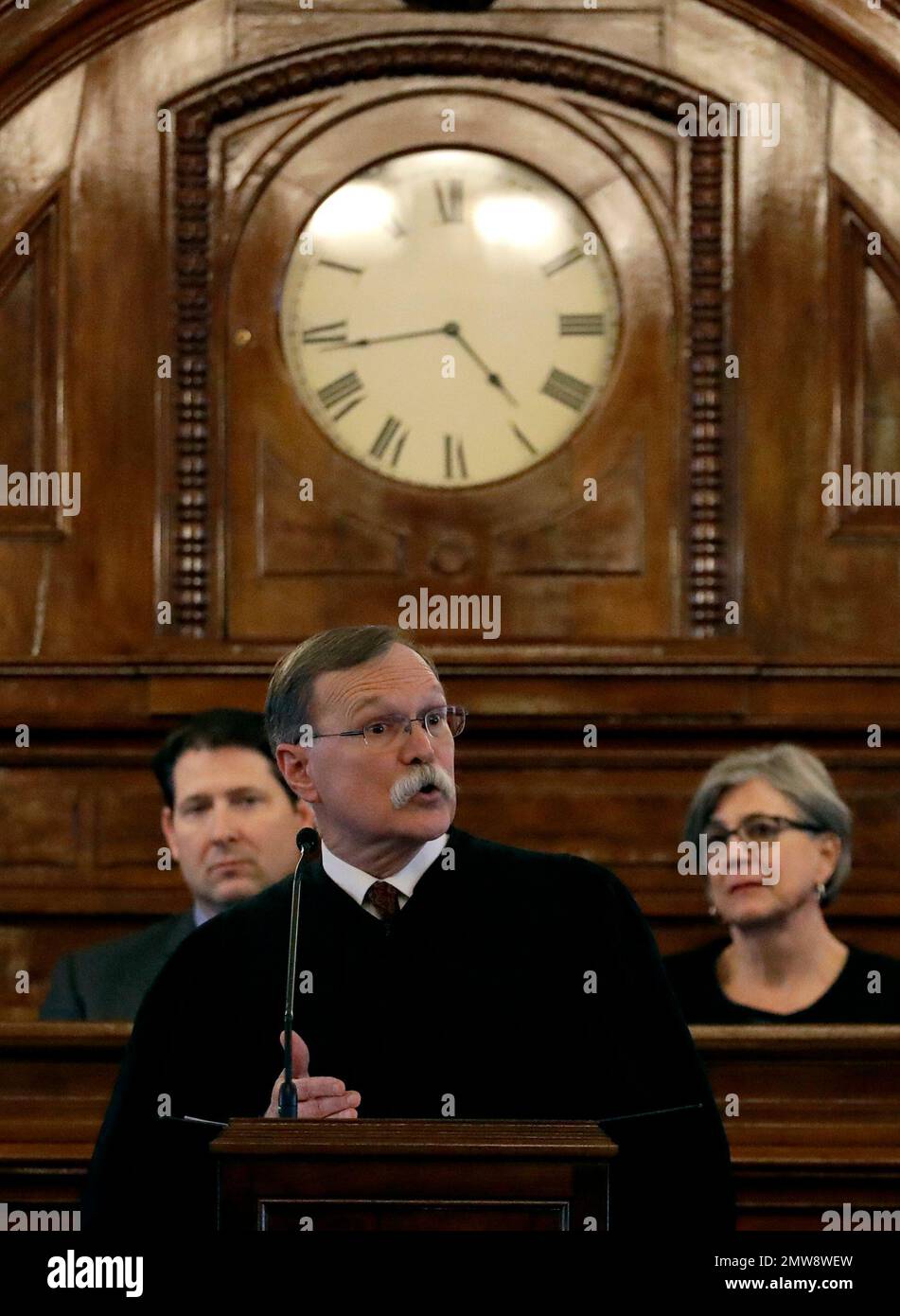 Kansas Supreme Court Chief Justice Lawton Nuss speaks while Senate ...