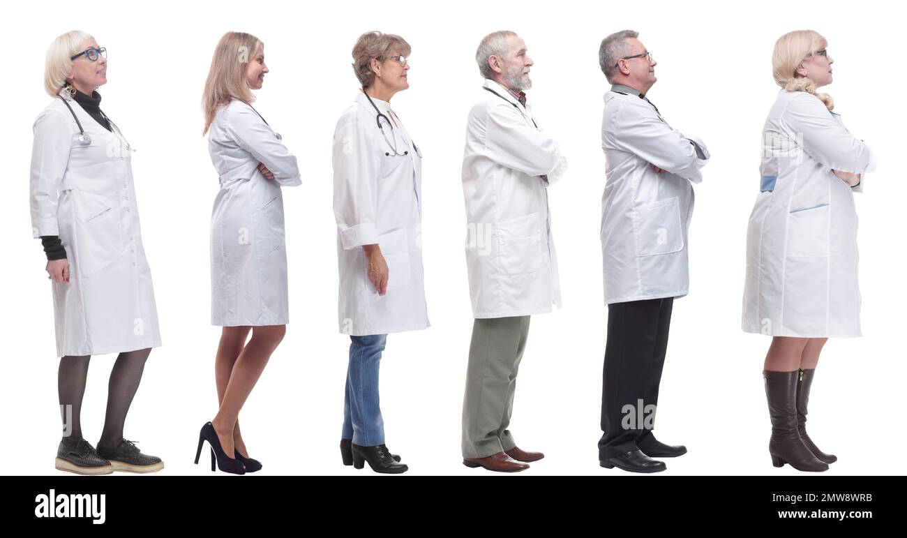 group of doctors in profile isolated on white Stock Photo - Alamy