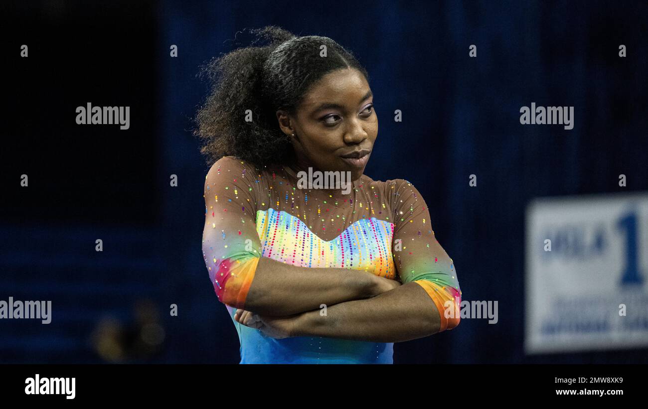 UCLA's Chae Campbell competes during an NCAA gymnastics meet against ...